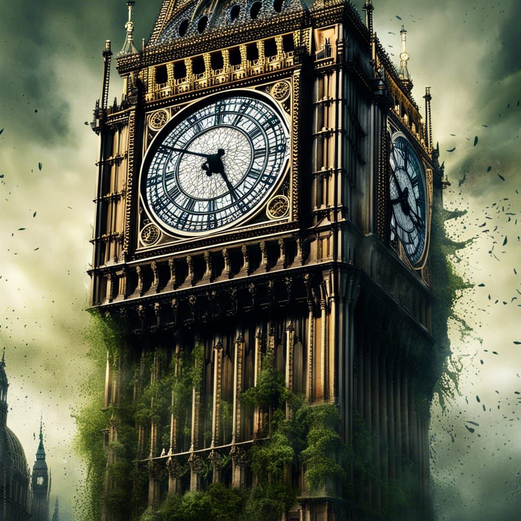 Post-apocalyptic big ben - AI Generated Artwork - NightCafe Creator