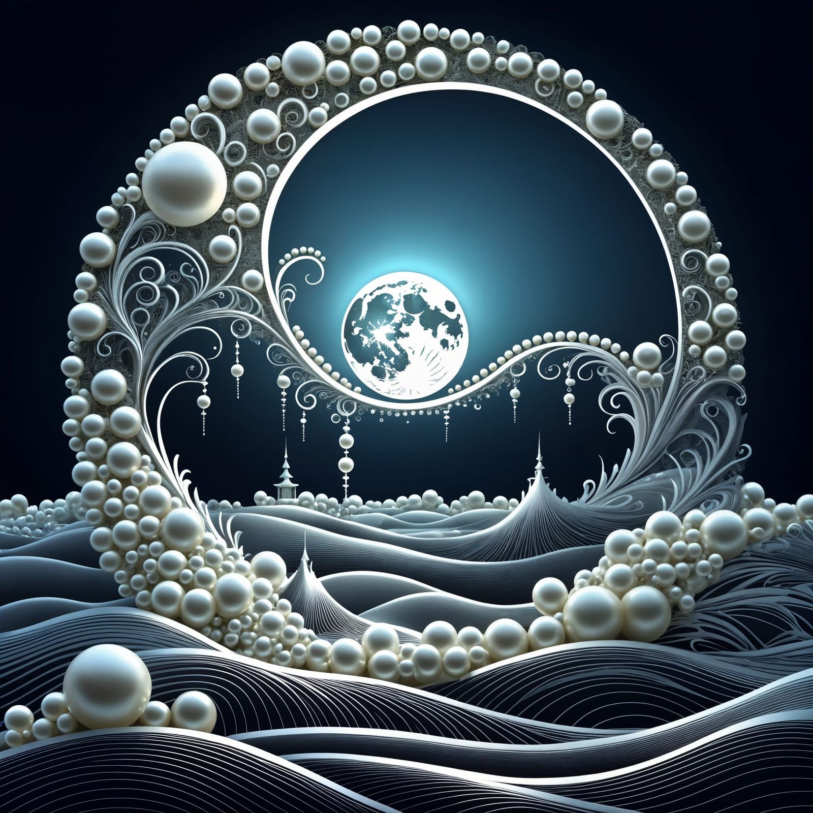 Moonrise in a mystic land! - Dreamy Moonlit Pearl Landscape ...