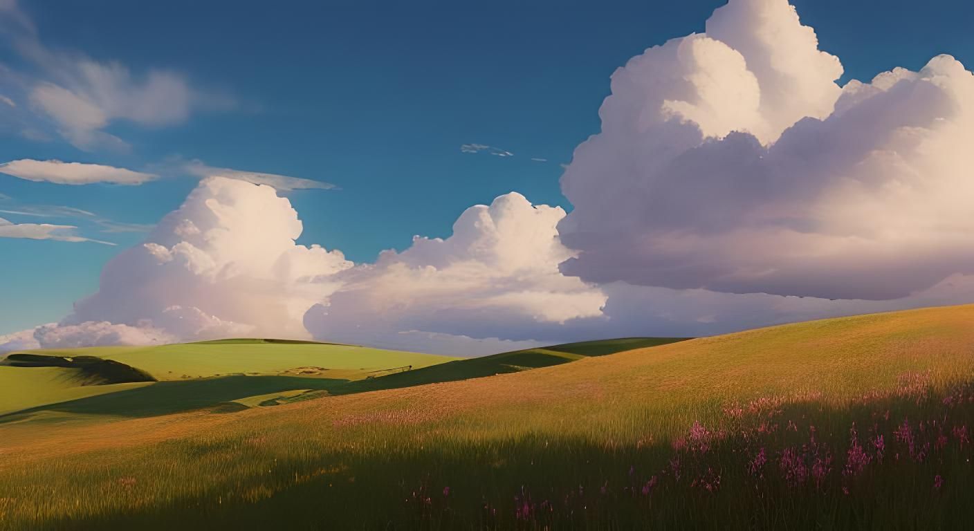 Meadow clouds view - AI Generated Artwork - NightCafe Creator