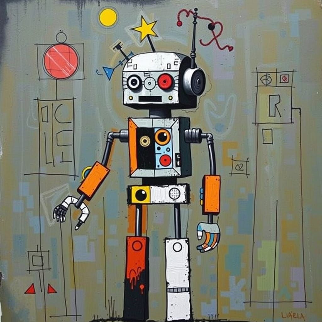 Abstract Robot in Cubist Style - AI Art