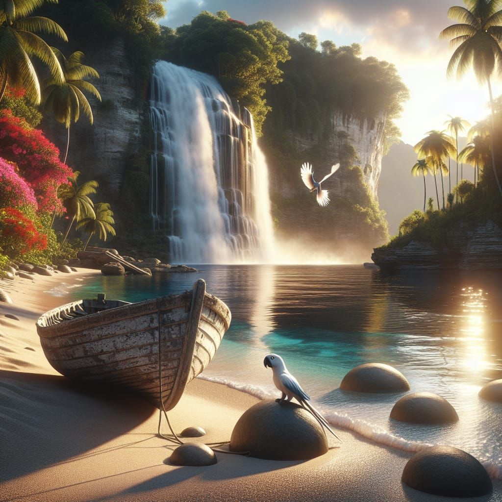 A breathtaking 8K cinematic photo, captured in 3D rendering, features ...