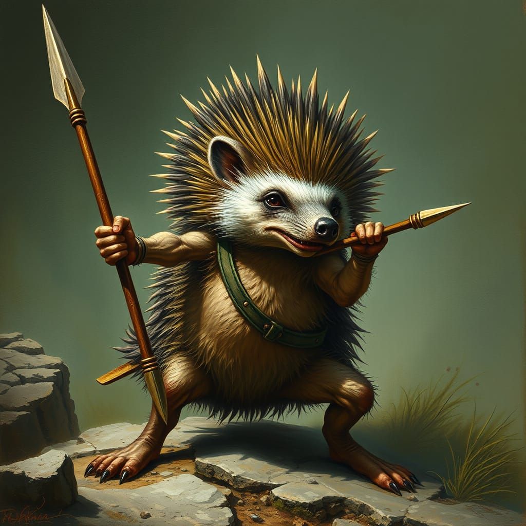 Fantasy Hedgehog Warrior in Ancient Style - AI Art