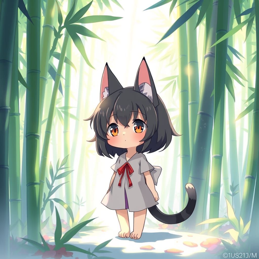 anima bambo forest with cat giral - Anime Cat Girl in a Bamb...