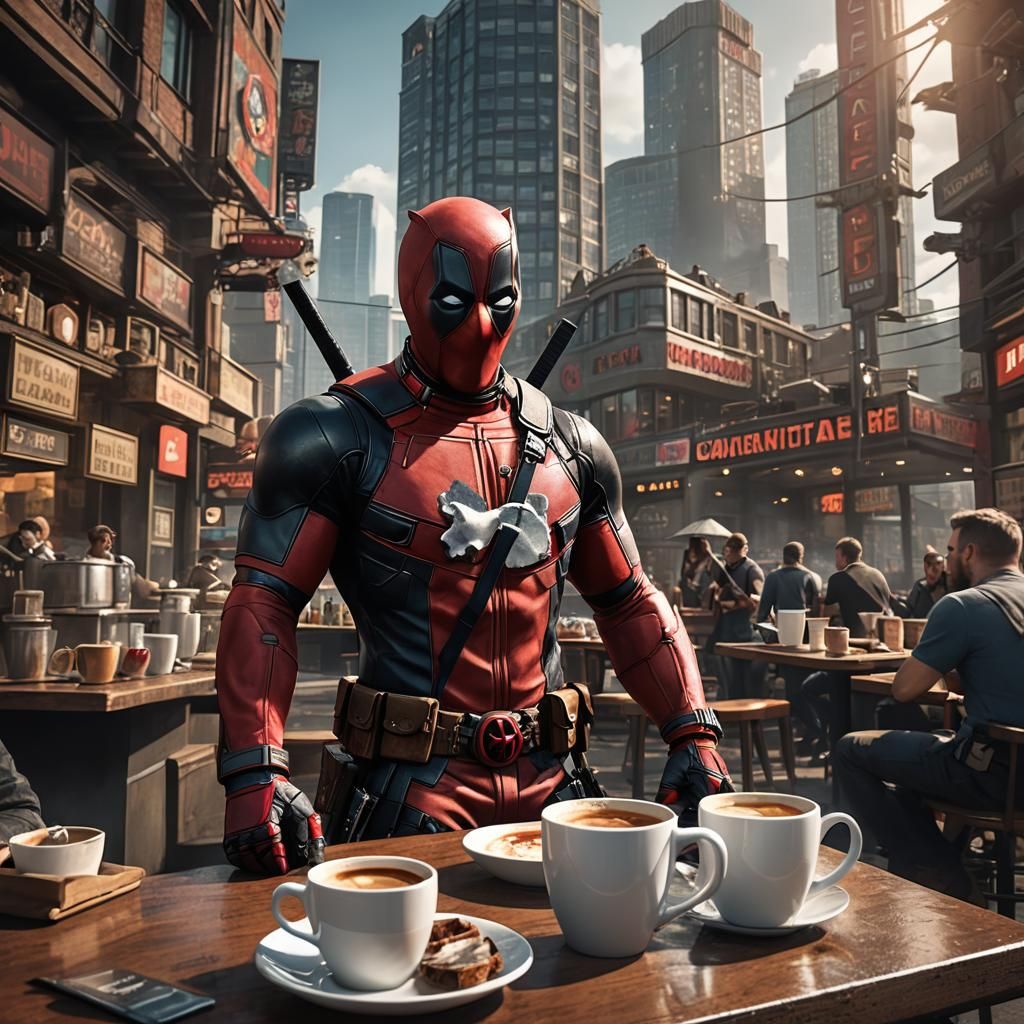 Deadpool invites you for coffee - AI Generated Artwork - NightCafe Creator