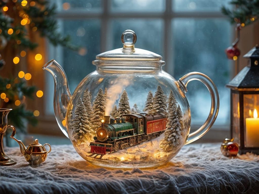 A transparent teapot... - Christmas Train Inside Transparent...