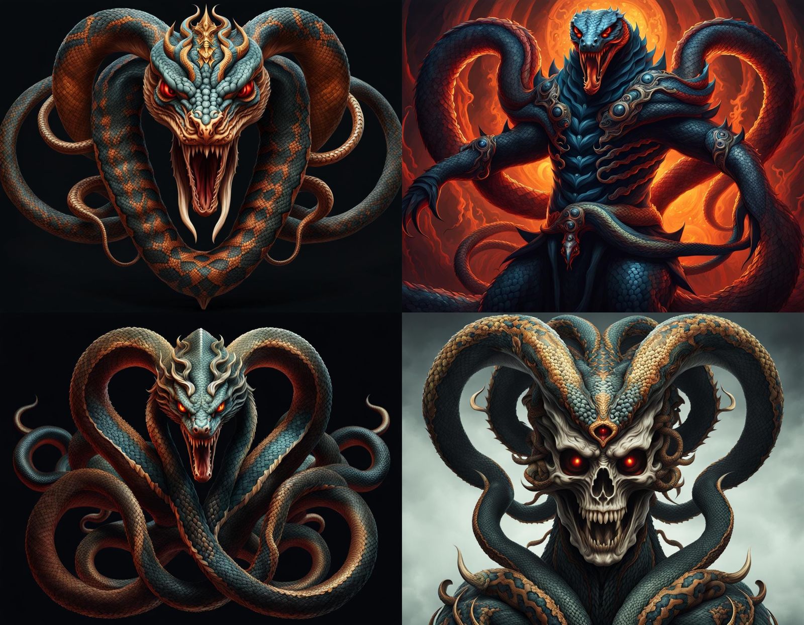 snake demon hybrid, horror, abstract, perfect anatomy, intricately ...