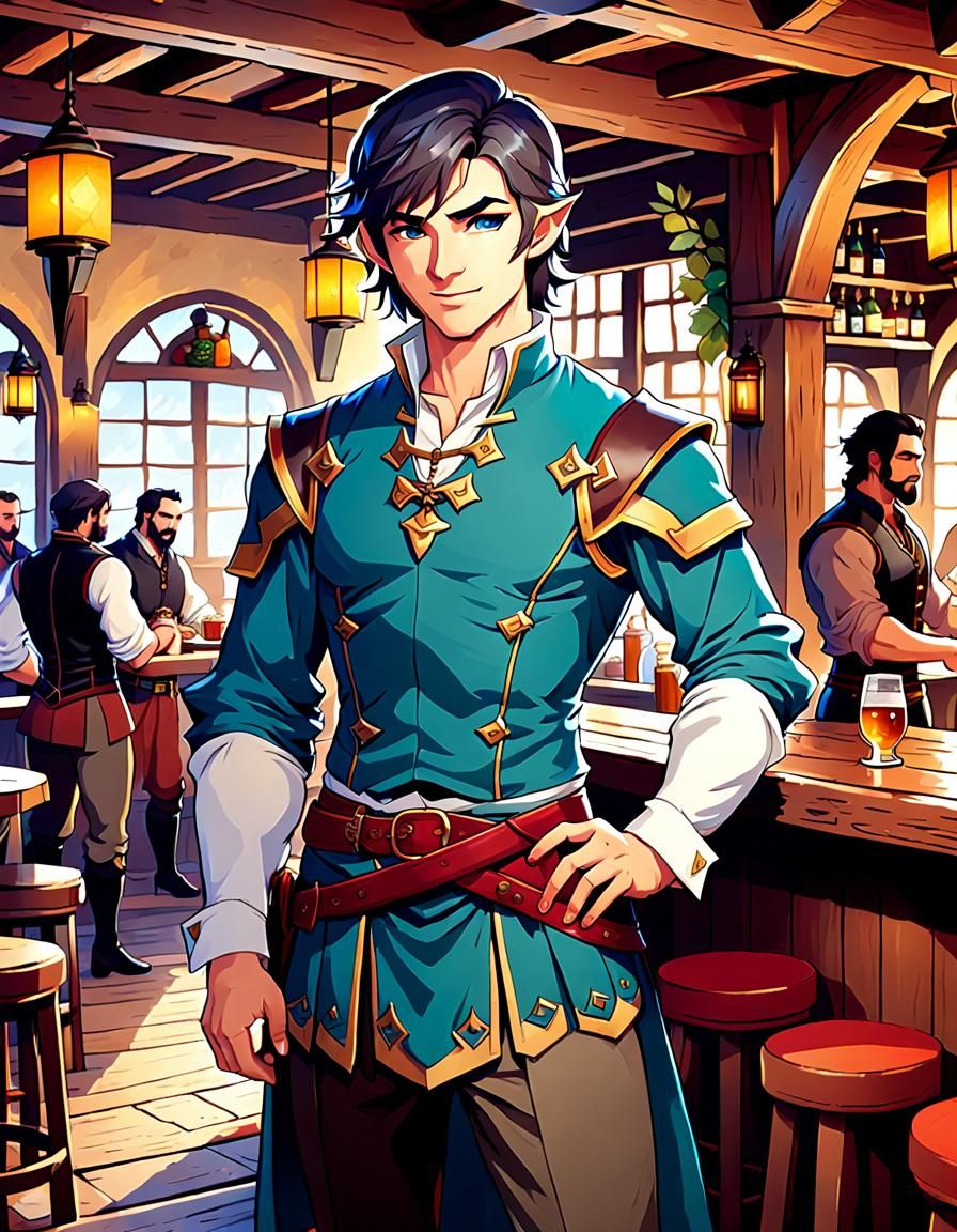 half elf in a tavern - AI Generated Artwork - NightCafe Creator