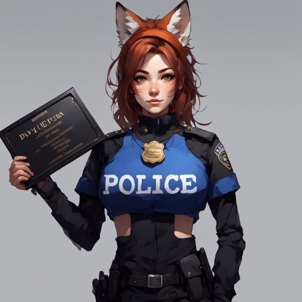 Fox-girl VIXEN, wearing police riot gear. - AI Generated Artwork ...