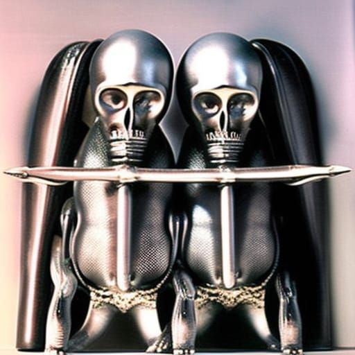 Metallic Conjoined twins object - AI Generated Artwork - NightCafe Creator