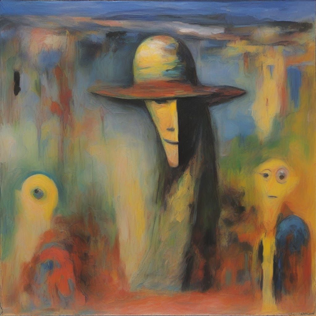 Surrealist Alien Masterpiece in Impressionist Styl... - AI Art