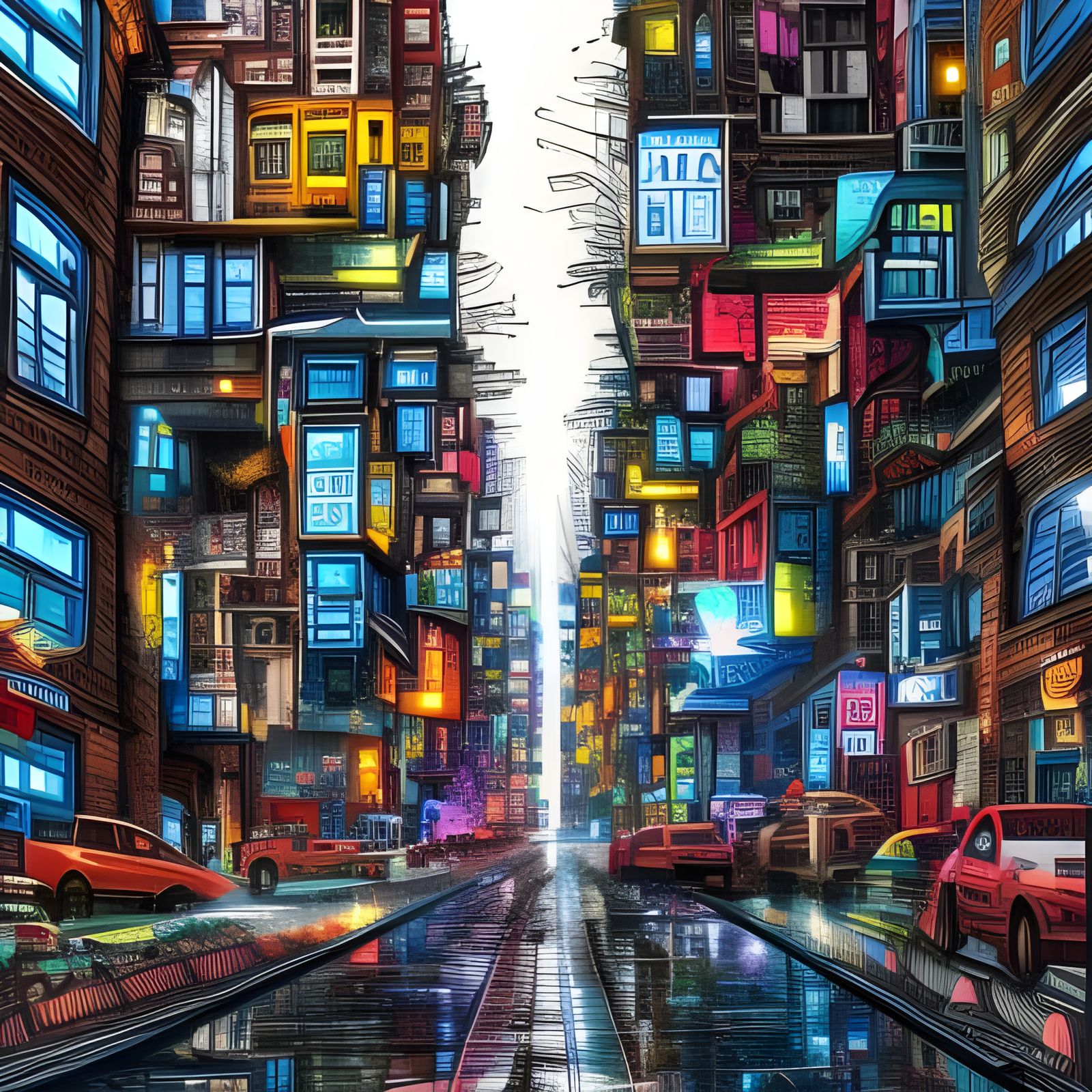 a high vision of a city street - AI Generated Artwork - NightCafe Creator