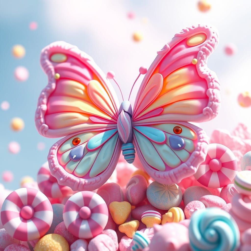 cotton candy butterfly - Sugarcoated Winged Wonder in Whims...