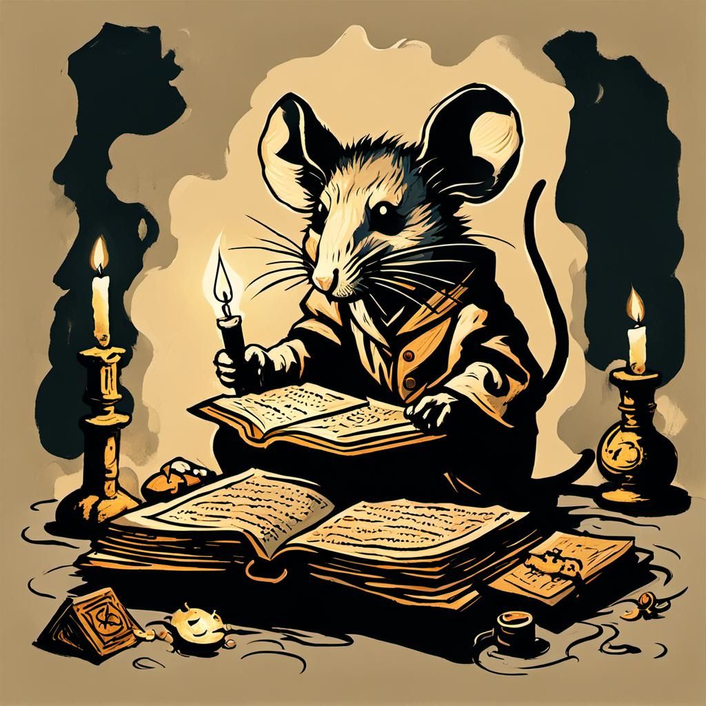 Ethereal Mouse Unveils Forgotten Lore in Dark Fant... - AI Art