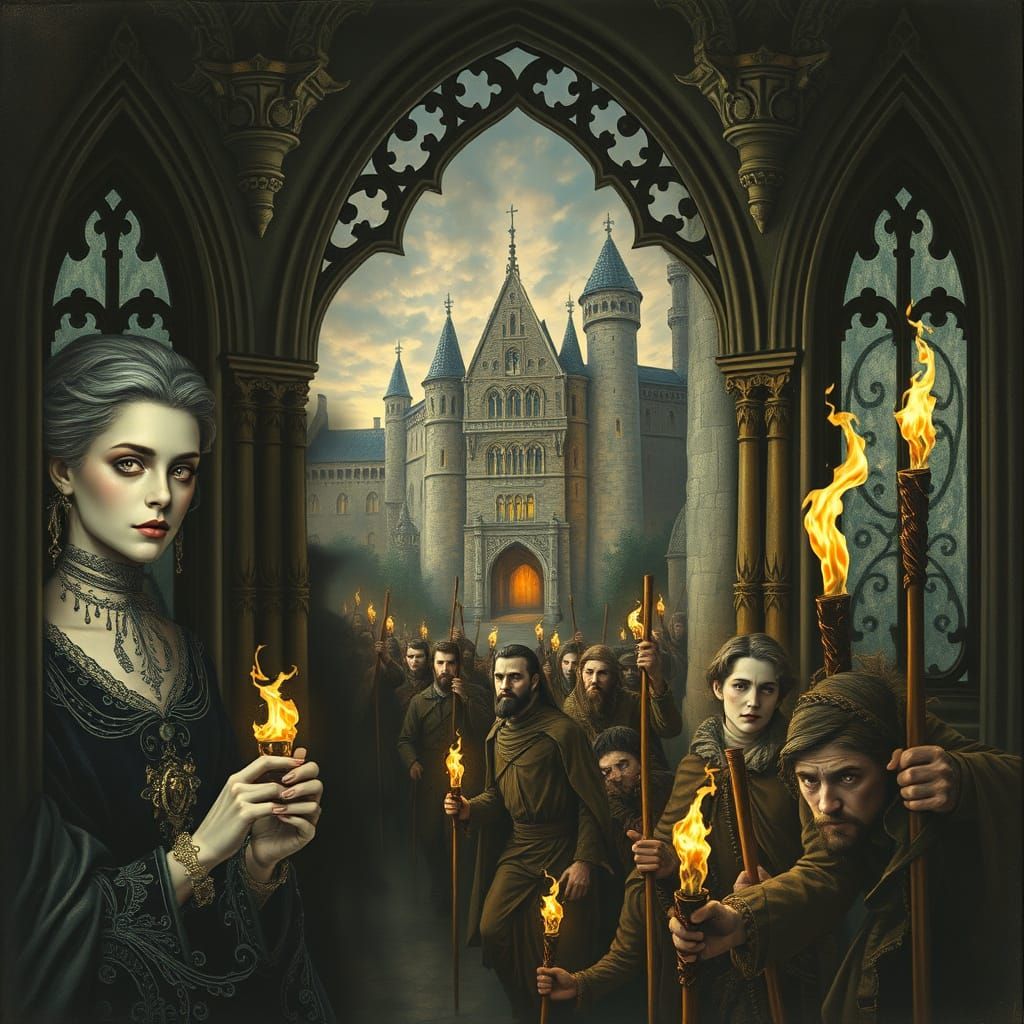 Elegant Victorian Vampires Gaze Longingly through ... - AI Art