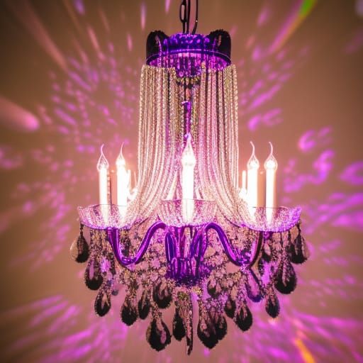 Bright shimmery purple holographic crystal chandelier with lots of ...