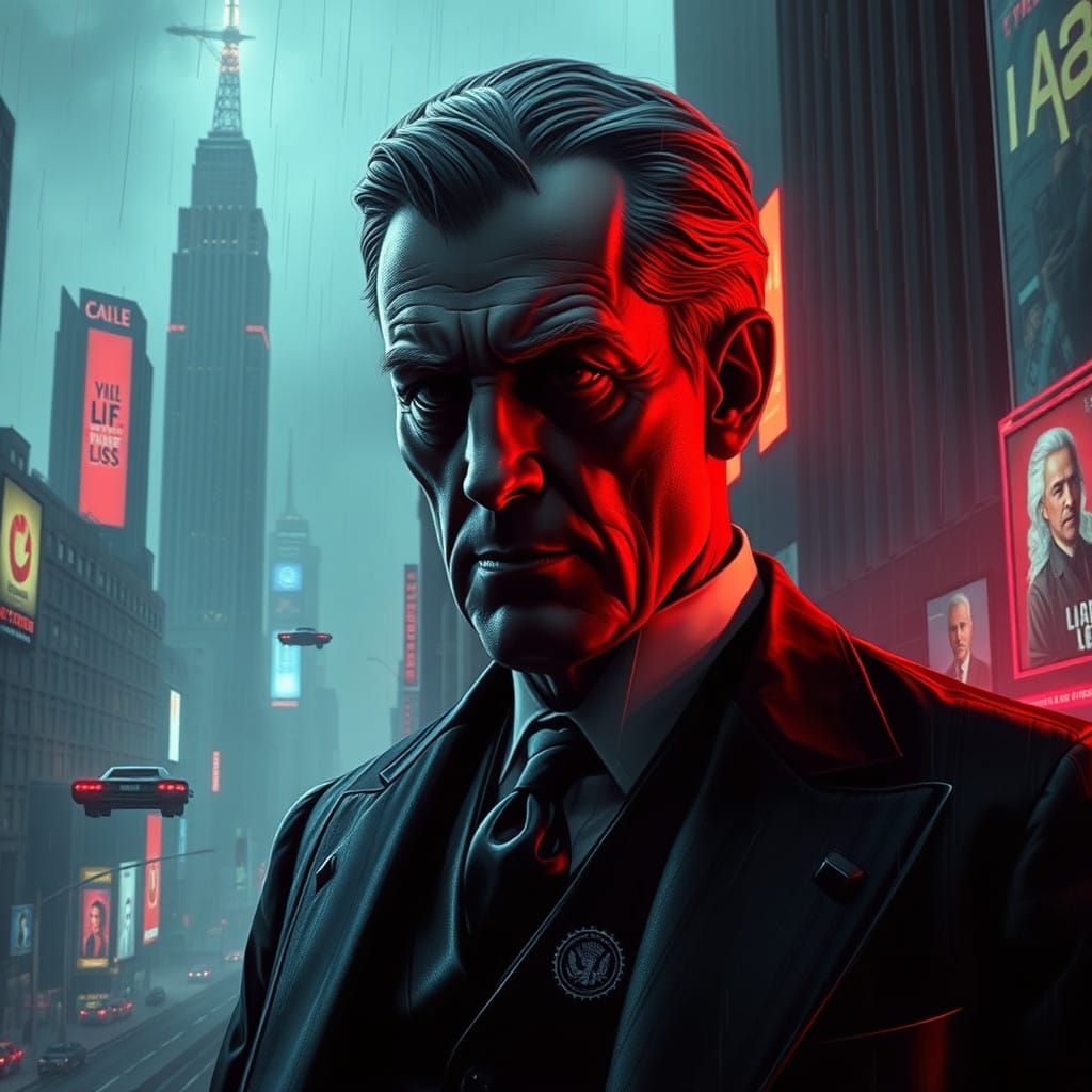 Cyberpunk Woodrow Wilson: 28th President in a Dyst... - AI Art