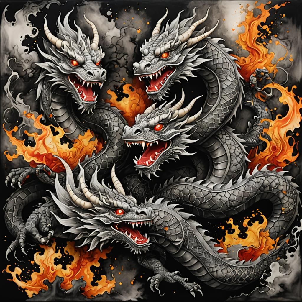 dragon dance club and disco; grisaille high contrast brushed charcoal ...