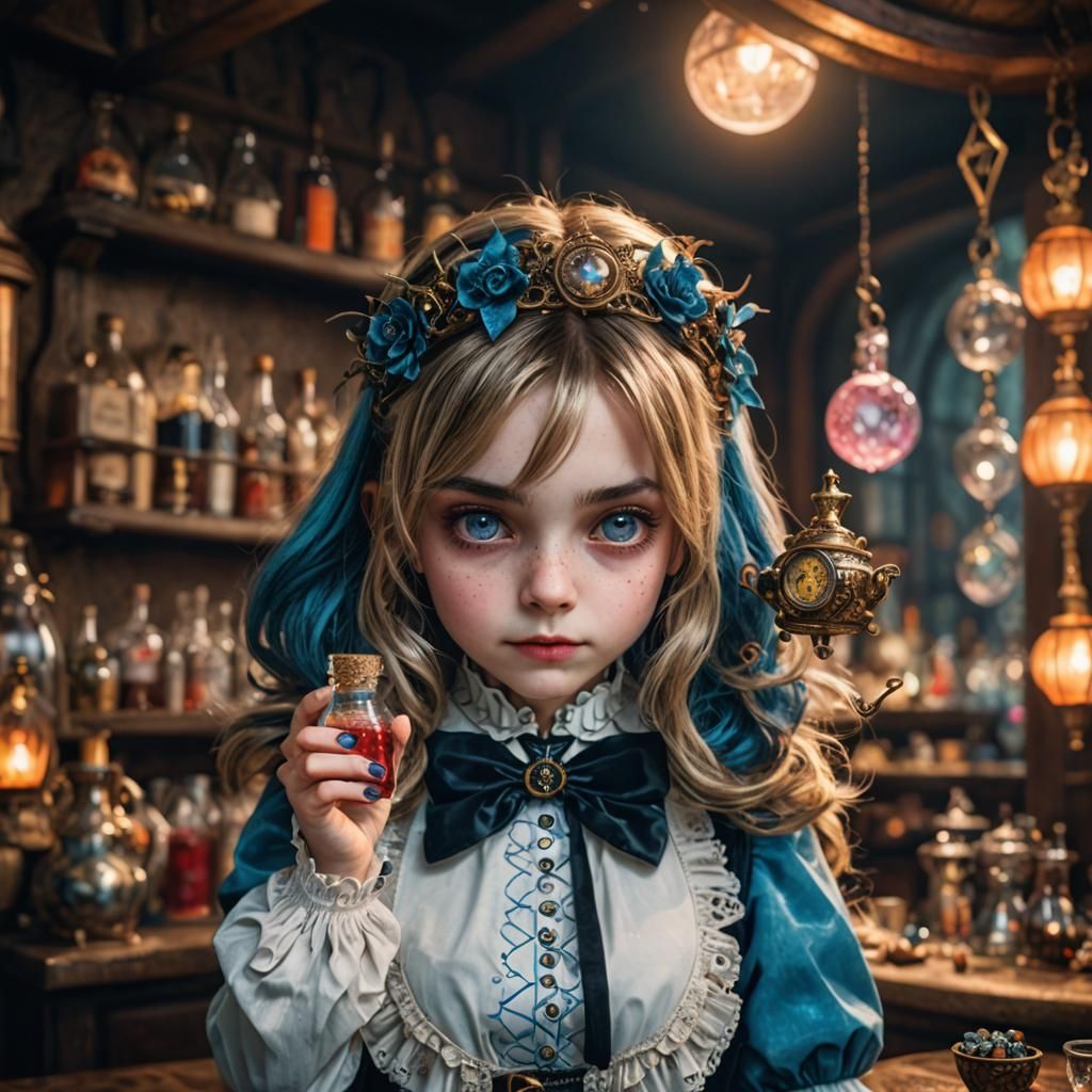 Alice holding the drink me potion - AI Generated Artwork - NightCafe ...
