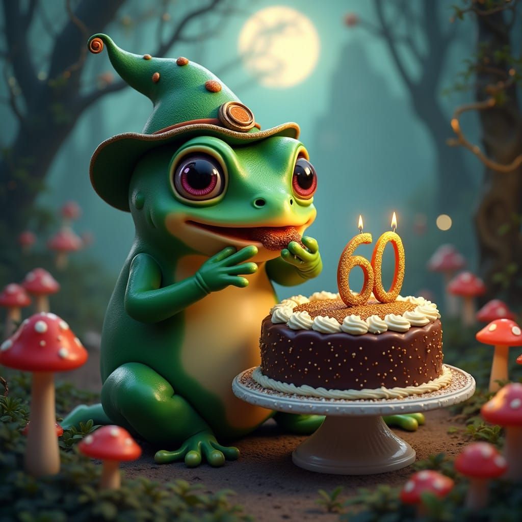 Whimsical Grogu in Vibrant Frog Costume Devours Ch... - AI Art