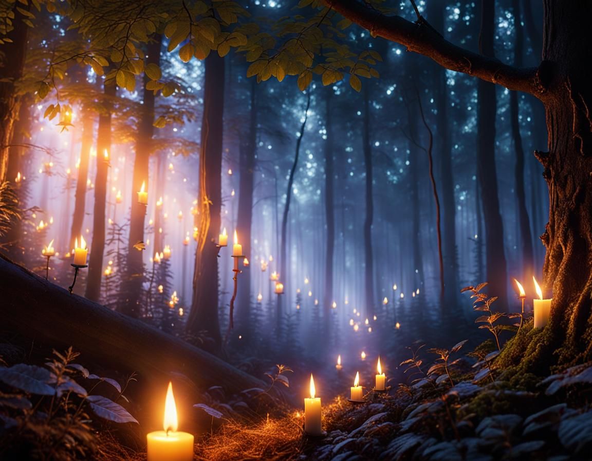 Candlelit forest scene - AI Generated Artwork - NightCafe Creator