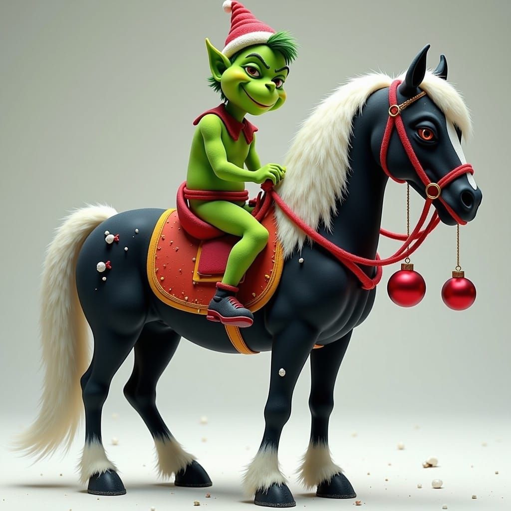 The Grinch's Whimsical Christmas Pony - AI Art