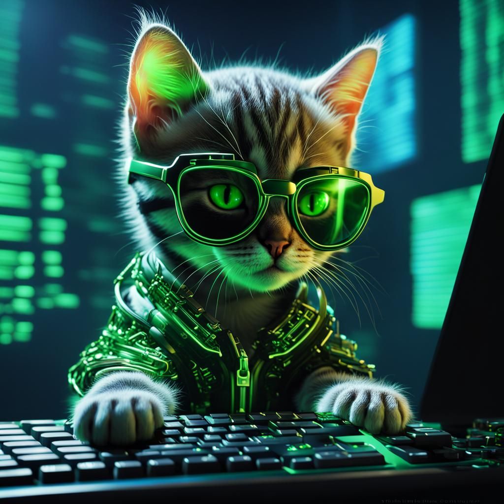 kitten hacker - AI Generated Artwork - NightCafe Creator
