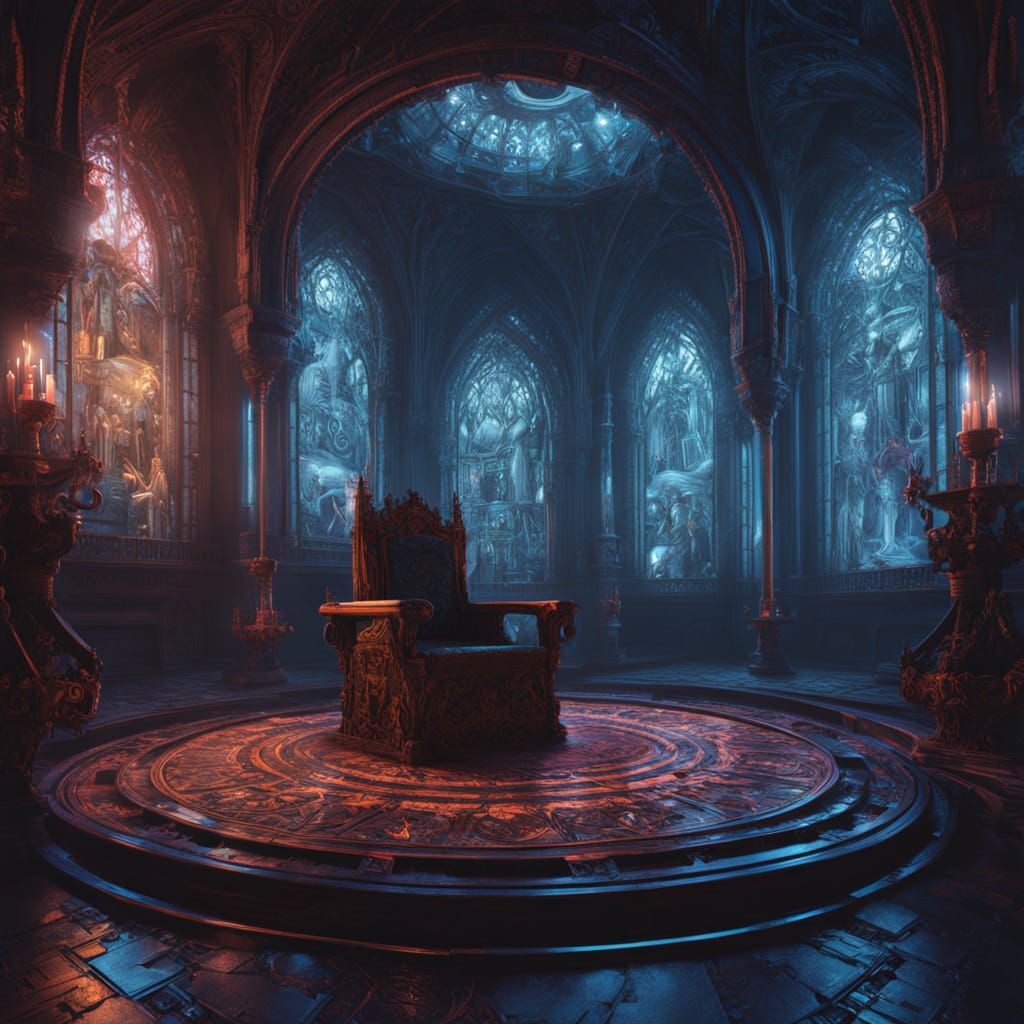 Regal Vampire Queen Reigns Over a Neon Throne in C... - AI Art