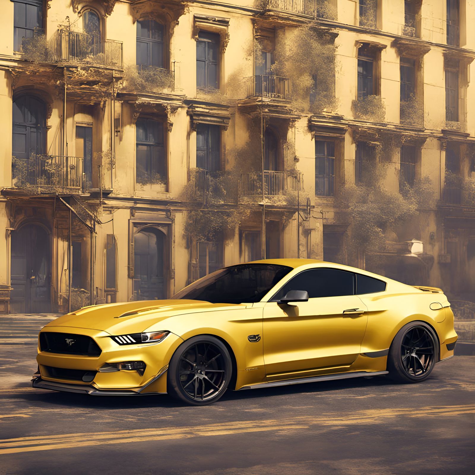 Yellow 2015 Ford Mustang GT - AI Generated Artwork - NightCafe Creator