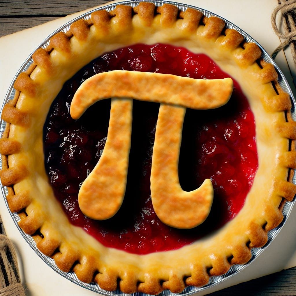 pie with a giant Pi made from crust in the center, π made from the pie ...