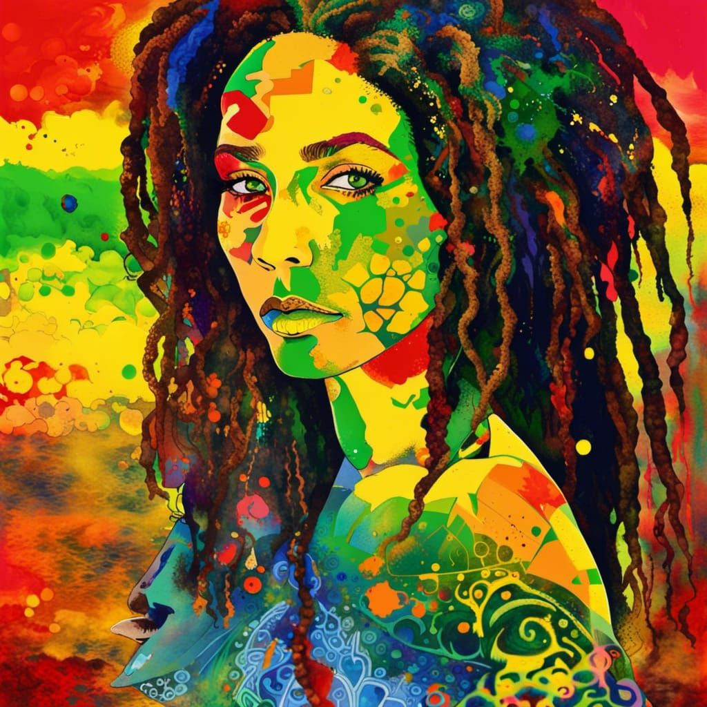 Rastafarian woman ganja leroy brown cinematic dramatic expressionism ...