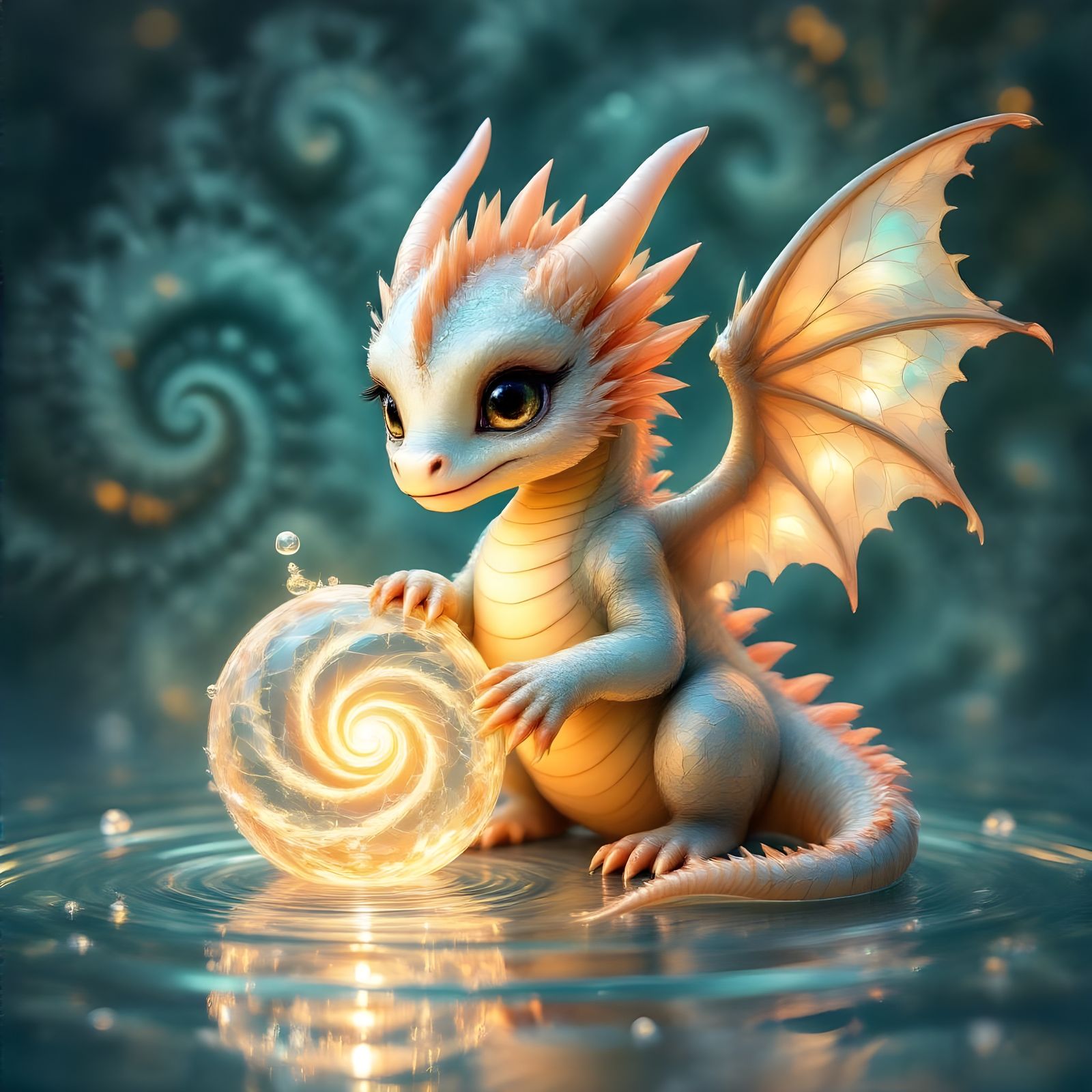 Transparent Dragon with Fractal Lines and Stained ... - AI Art