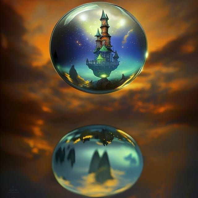 1111 Fae Castle in a Water Drop - AI Generated Artwork - NightCafe Creator