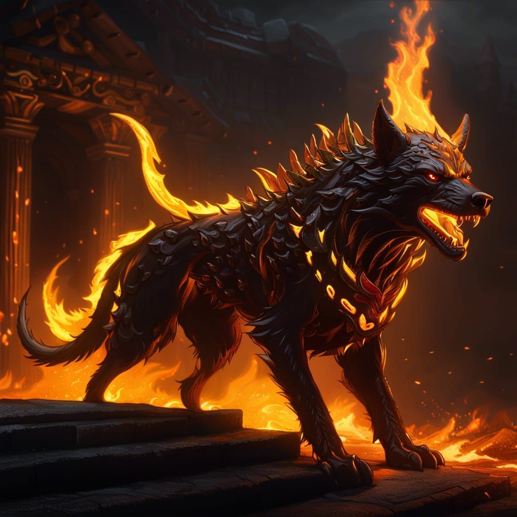 Fire Hellhound - AI Generated Artwork - NightCafe Creator