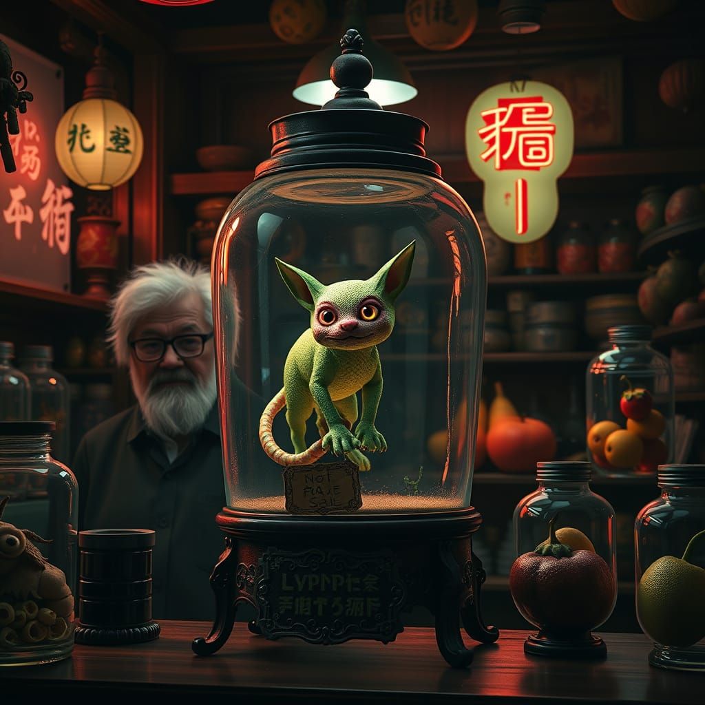 Lychee Cat - Mysterious Lychee Creature in a Chinese Shop
