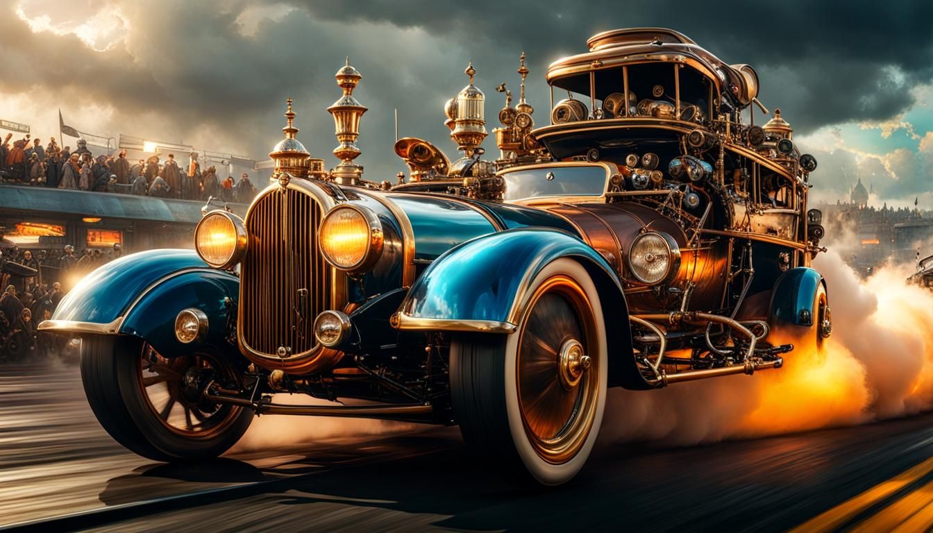 Steampunk drag racing - AI Generated Artwork - NightCafe Creator