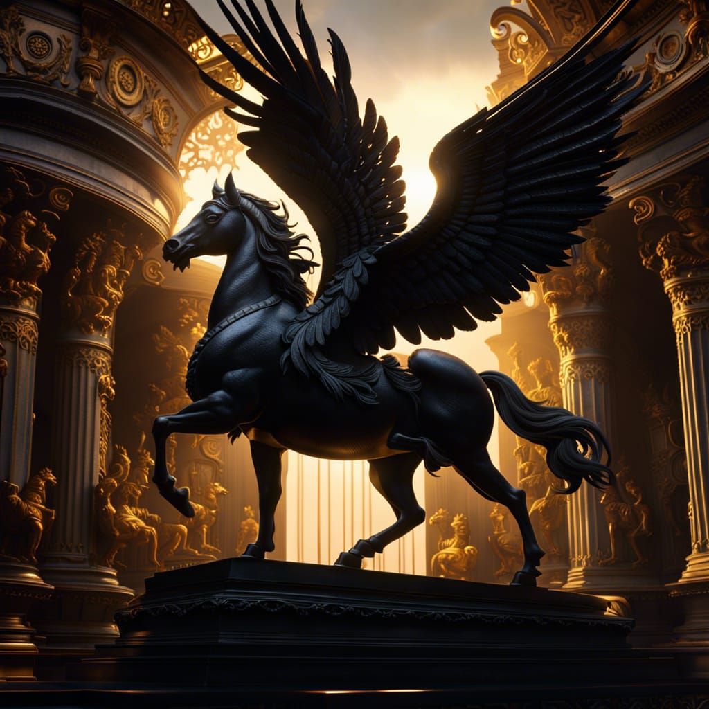 Fame escorting Pegasus - Baroque Sculpture: Fame Escorting ...