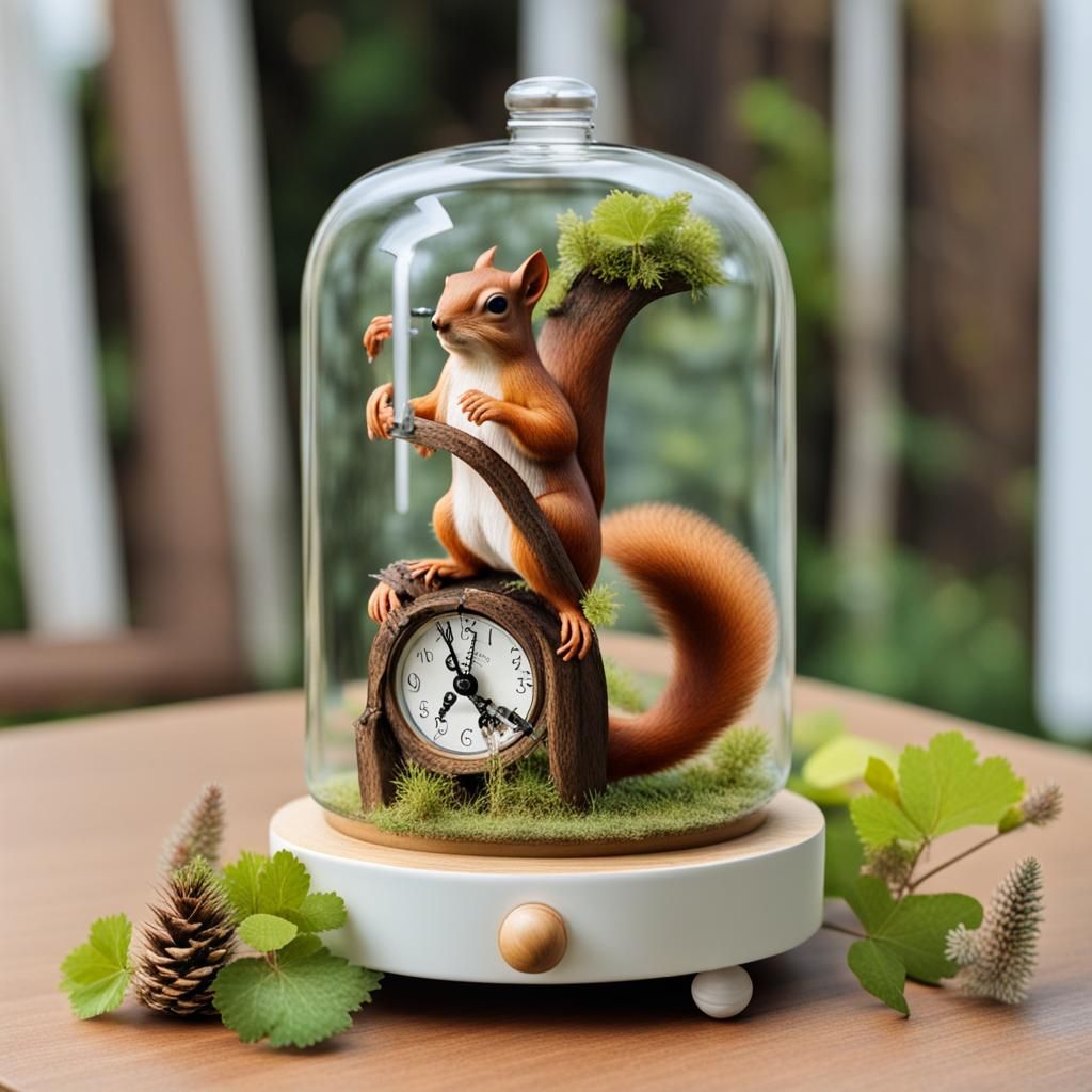 Time squirrel in glass jar confinement - AI Generated Artwork - NightCafe Creator