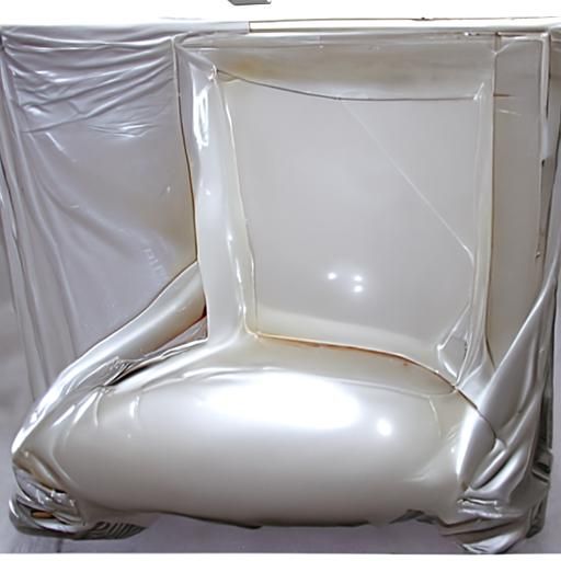 block of white marble inside transparent inflatable latex suit - AI ...