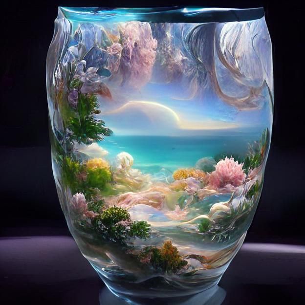 A beautiful beach landscape inside a magical vase - AI Generated ...