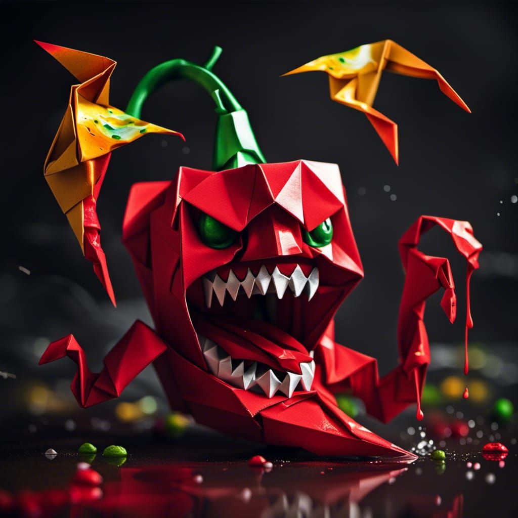 Origami version of very angry hot pepper - AI Generated Artwork ...