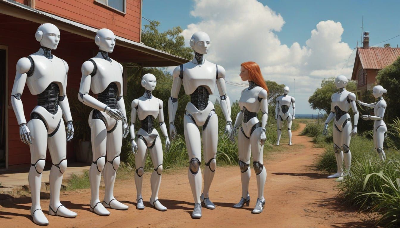 Futuristic Daily Life in 2025: Humans and Robots C... - AI Art