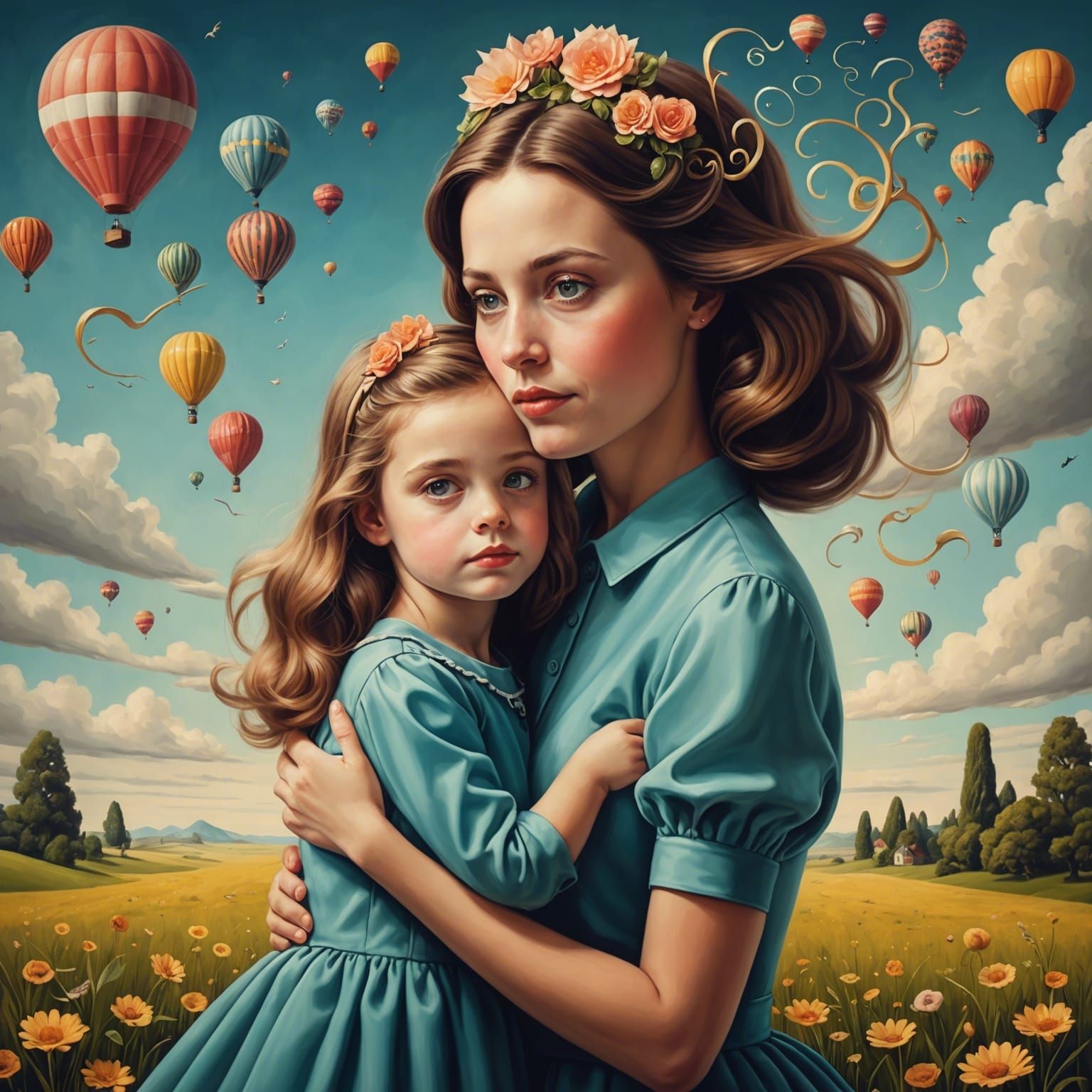 Cute mother and daughter surrealism - AI Generated Artwork - NightCafe ...