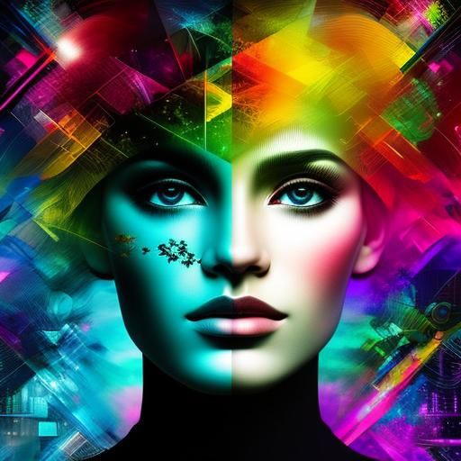 pure essence of fine art, eclectic collage of art styles in double ...