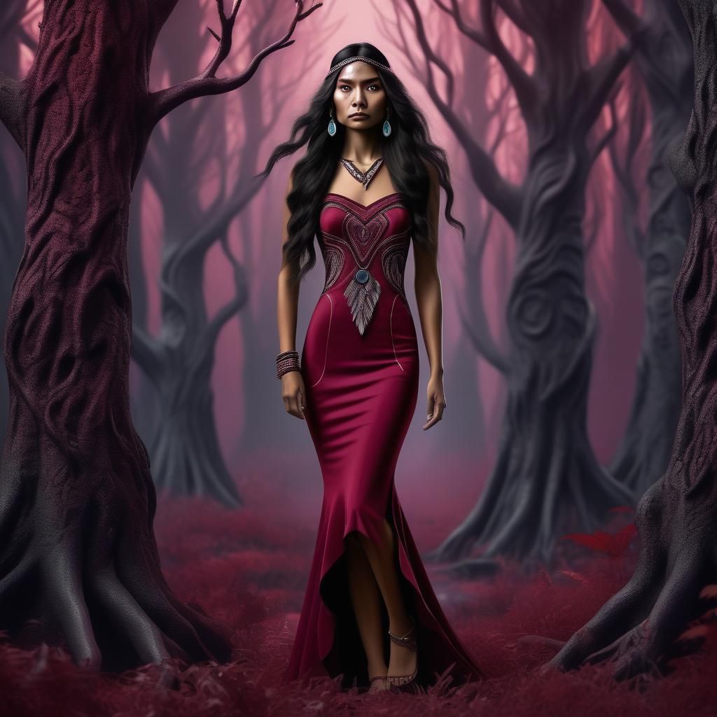Deep Red Close Fitting Evening Gown Realistic & Creative. Redone. - AI Generated Artwork ...