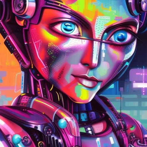 Colorful bot lady - AI Generated Artwork - NightCafe Creator