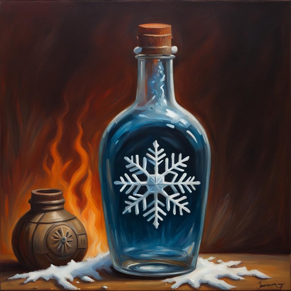 An evil snowflake potion bottle - AI Generated Artwork - NightCafe Creator