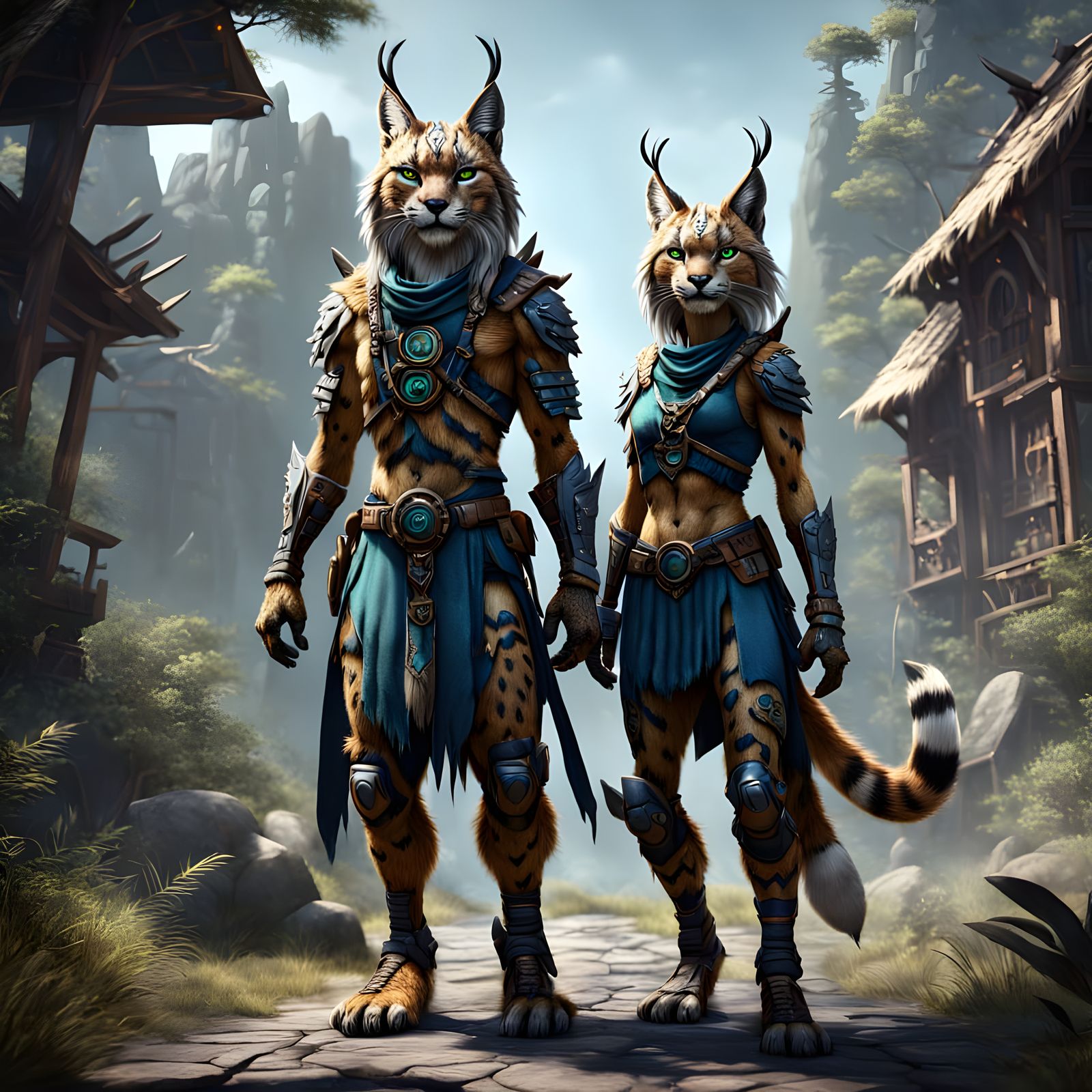 Fantastical Lynx Apaches in Vibrant, Intricate Det... - AI Art