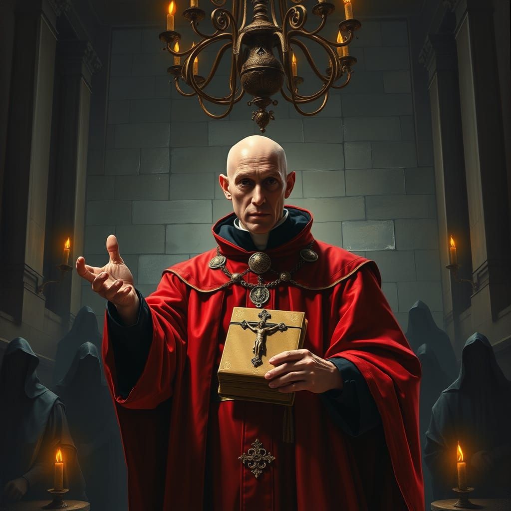 Spanish Inquisitor in Grand Hall of Justice, in Im... - AI Art