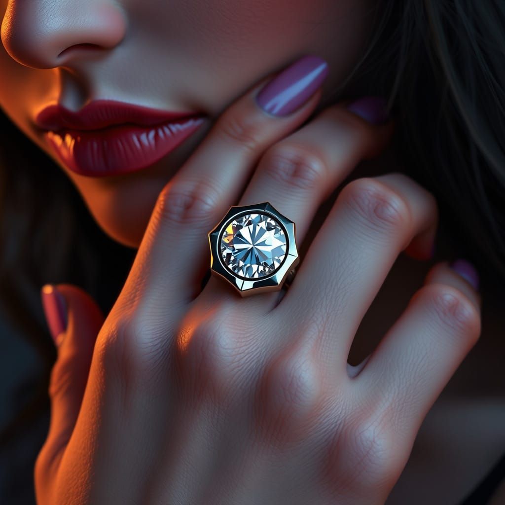 Luxurious Bezel Set Diamond Ring in Edwardian Styl... - AI Art