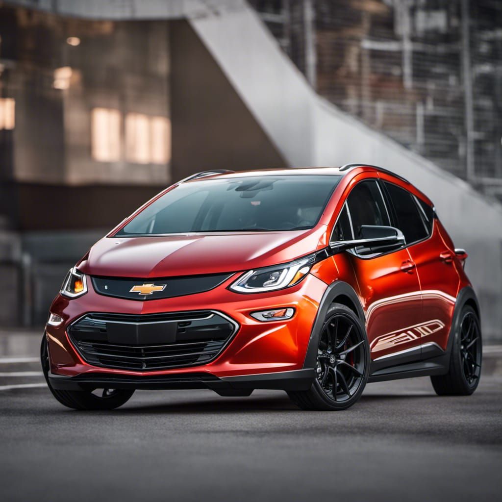 A wide body red Chevrolet bolt. Add a body kit and front diffuser ...